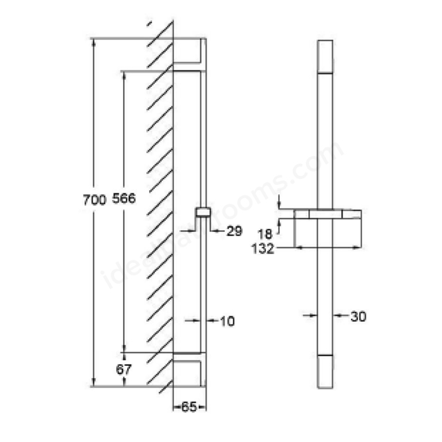 RAK Ceramics Square Slide Rail Kit with 3 Function Head and Integral ...