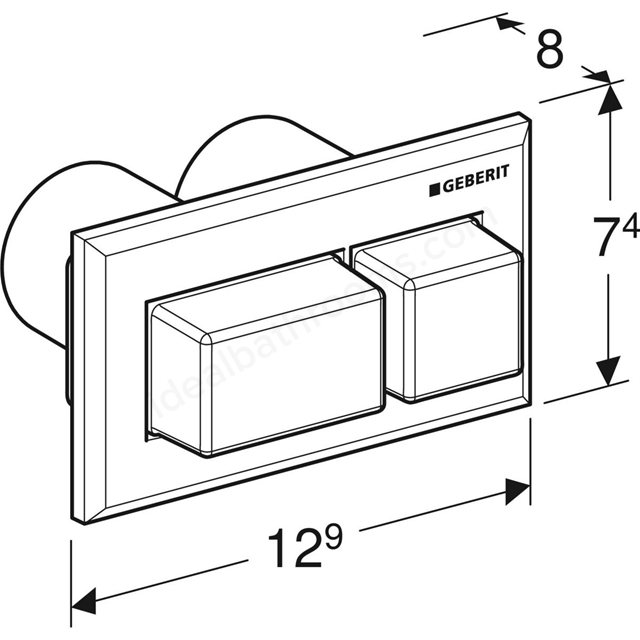 Geberit Flush actuation; pneumatic; dual flush Protruding: gloss chrome ...