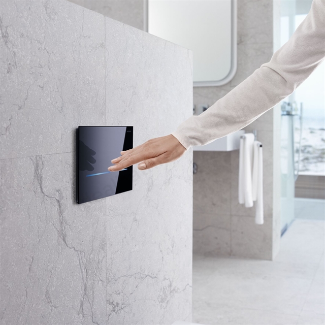 Geberit Sigma80 Infrared Touchless Dual Flush Plate - Black Glass (for ...