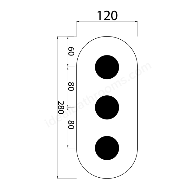 Scudo Shower Valve 3 Hole Oval Plate w/ No Knobs for Diverter - Chrome ...