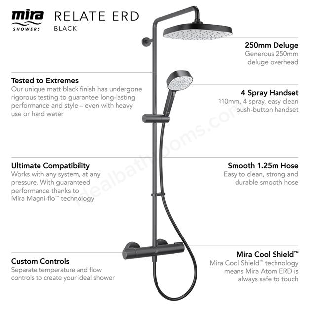 MIra ERD Relate - Matt Black | Ideal Bathrooms