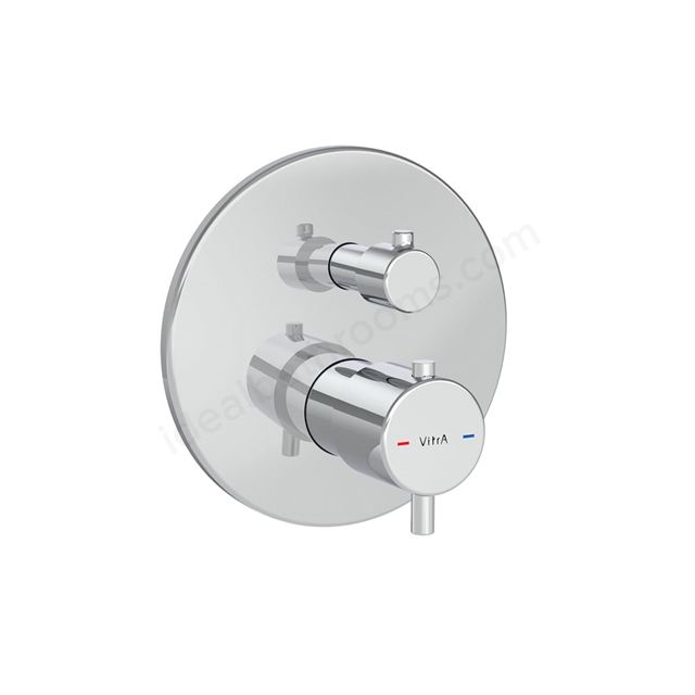 VitrA Round Thermostatic 2 Way Bath/Shower Valve - Chrome | Ideal Bathrooms