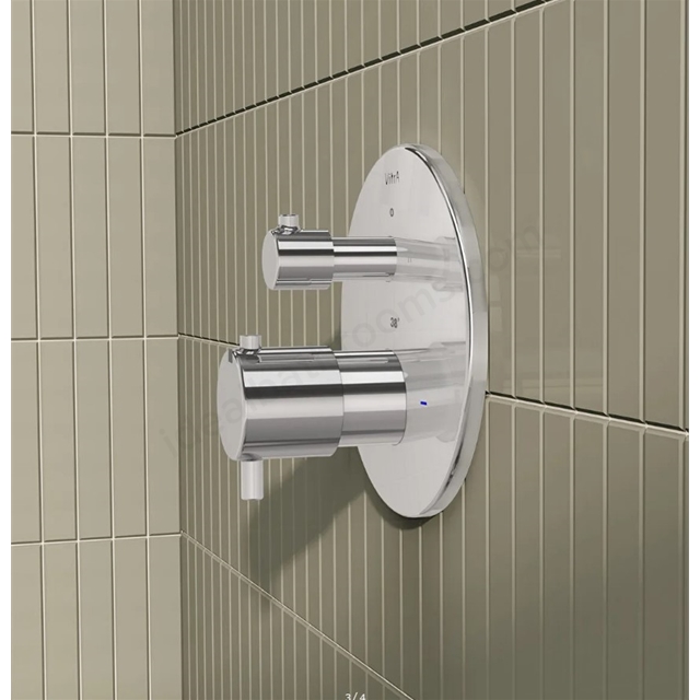 VitrA Round Thermostatic 2 Way Bath/Shower Valve - Chrome | Ideal Bathrooms