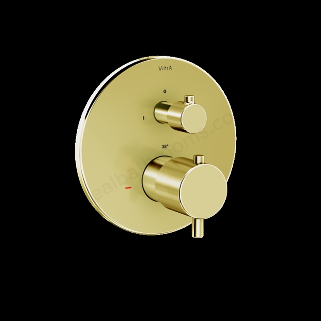 VitrA Root Round Shower Mixer Soft Gold Built-In Thermostatic Bath ...