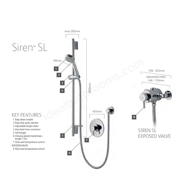 Aqualisa Siren SL exposed mixer shower with adjustable head | Ideal ...